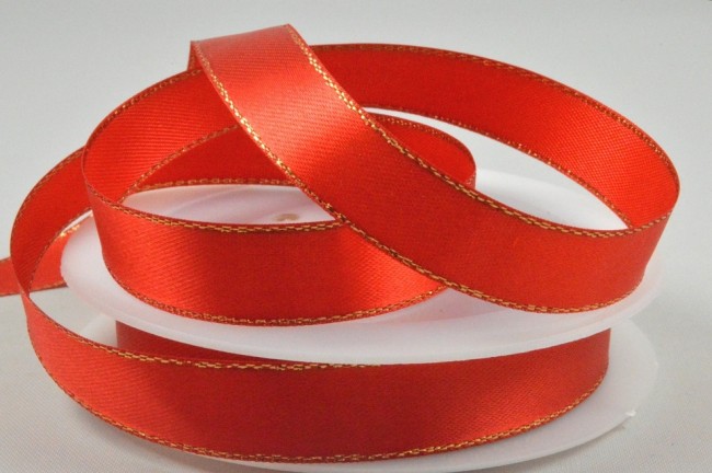 Single faced satin ribbon with silver or gold edge 15 or 25mm x 25 ...